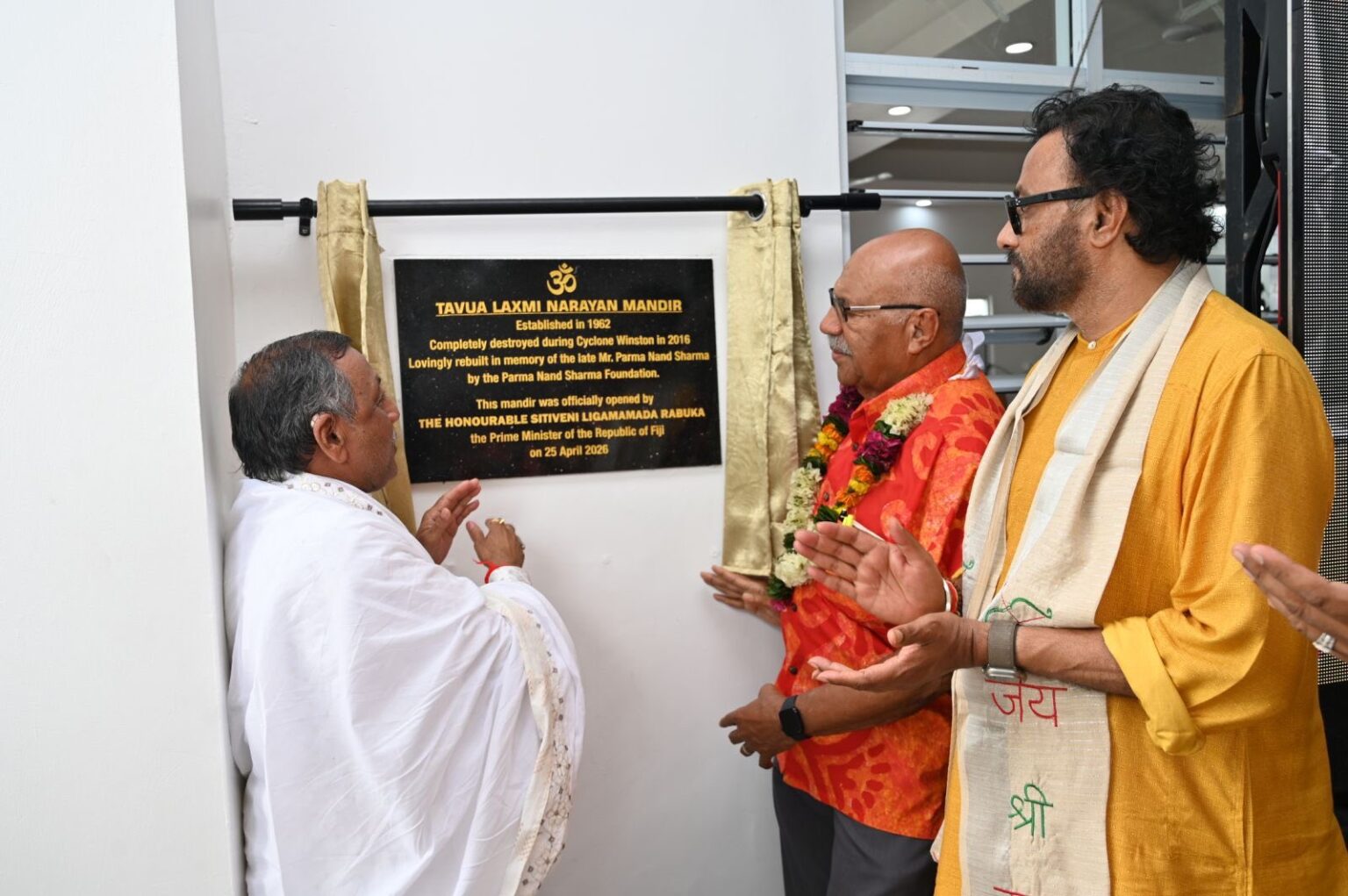 Fiji PM Rabuka inaugurates rebuilt Hindu temple, Tavua Laxmi Narayan ...